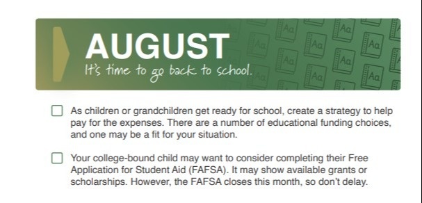 August Finance Checklist | Step by Step Planners