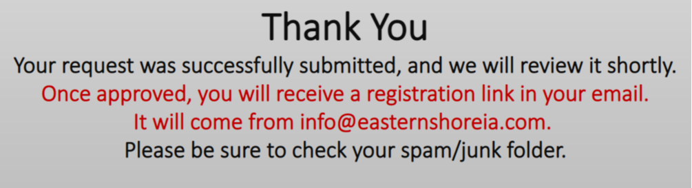 Client Portal - New User Registration Request Complete