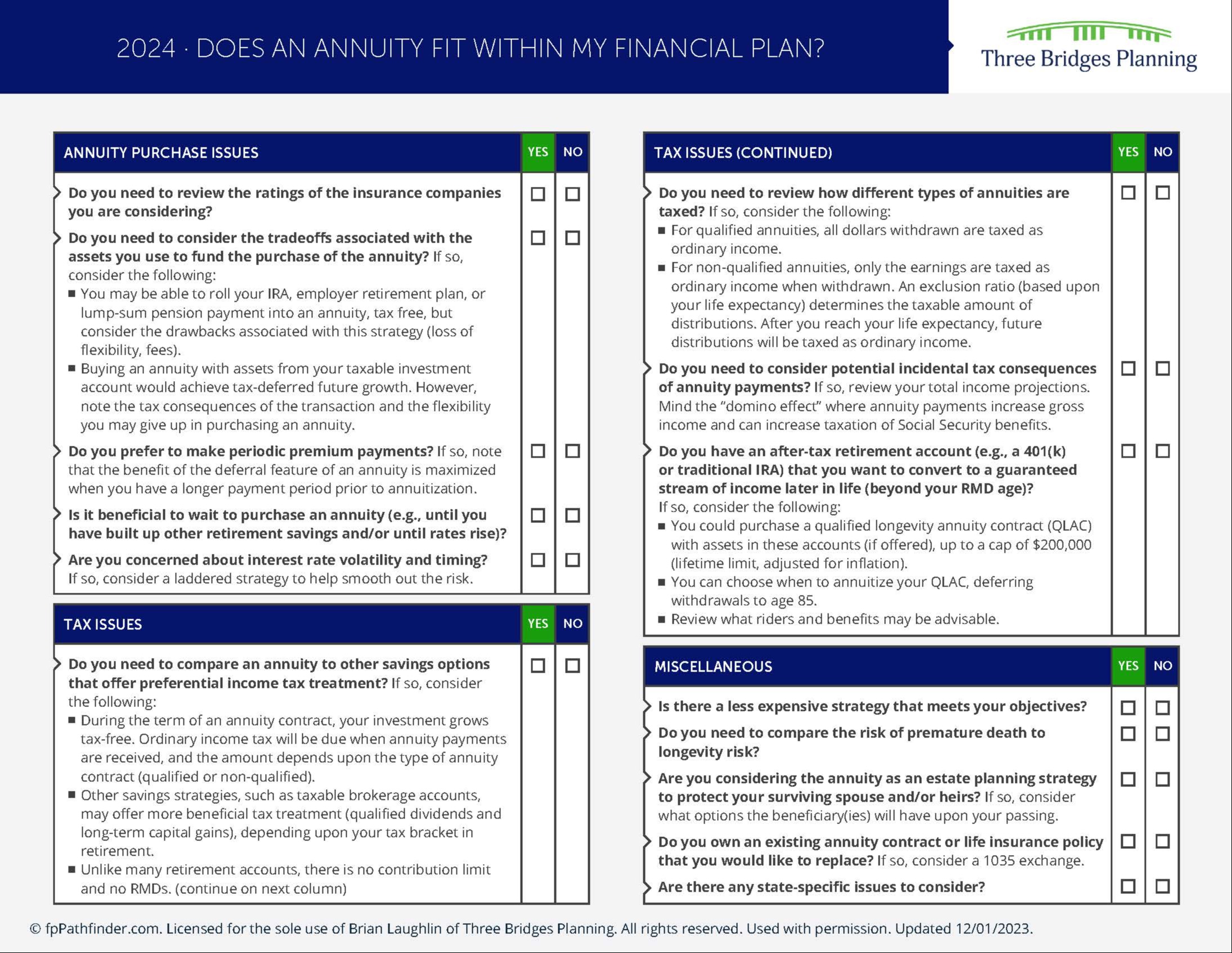 Tax Issues, Cash Flow, Annuity Suitability